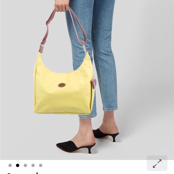 Longchamp | Bags | Longchamp Yellow Nylon Le Pliage Hobo Crossbody Bag ...